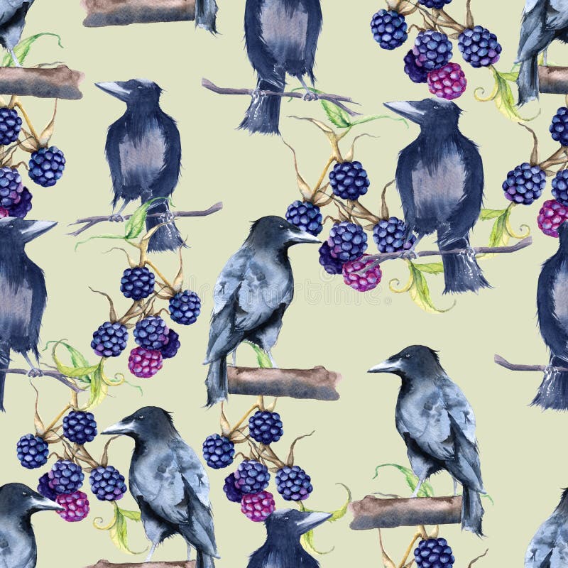 Black Raven Background. Seamless Pattern Stock Illustration ...