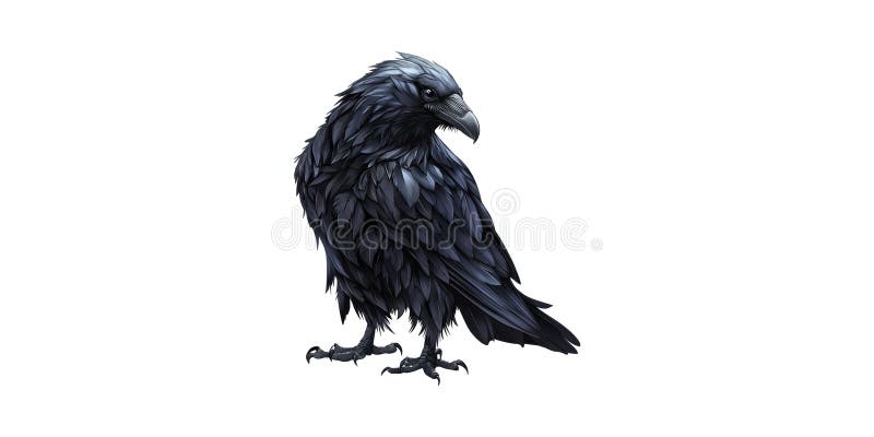 Black Raven Bird Glossy Feathers Isolated Transparent Background Stock ...