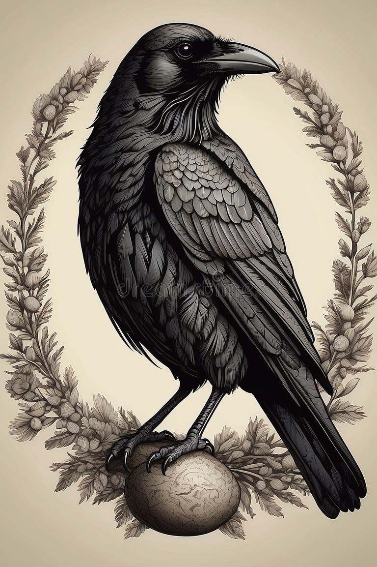 Raven Engraving Stock Illustrations – 1,148 Raven Engraving Stock ...