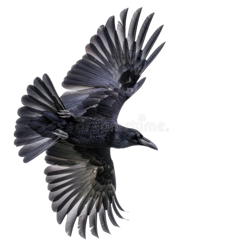 A Black Raven in Flight with Spread Wings Stock Illustration ...