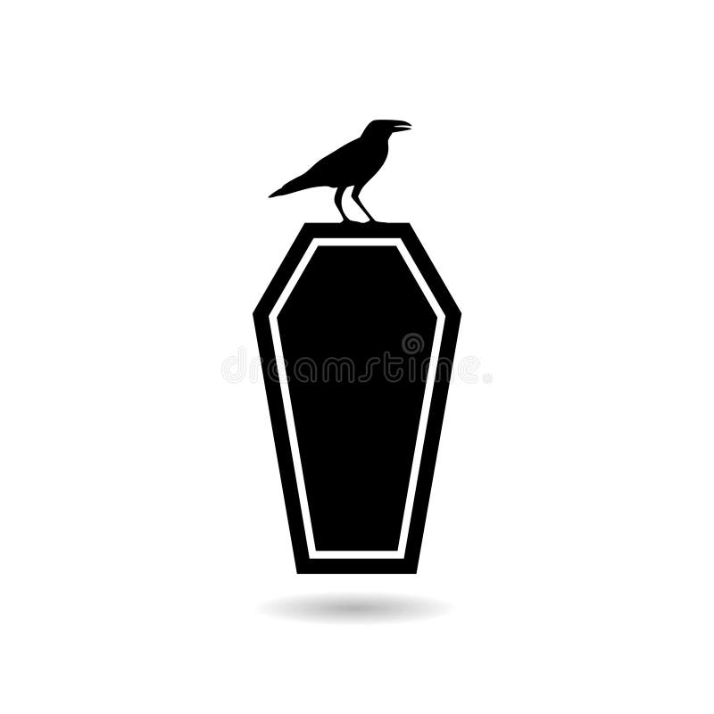 Black Raven Logo Icon with Shadow Stock Vector - Illustration of force ...