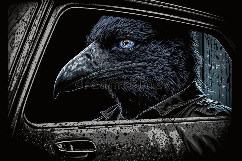 Black Raven Mafia in Dark Car Illustration Generative AI Stock ...