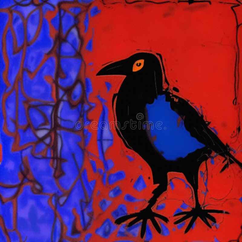 Black raven painting stock illustration. Illustration of painting ...
