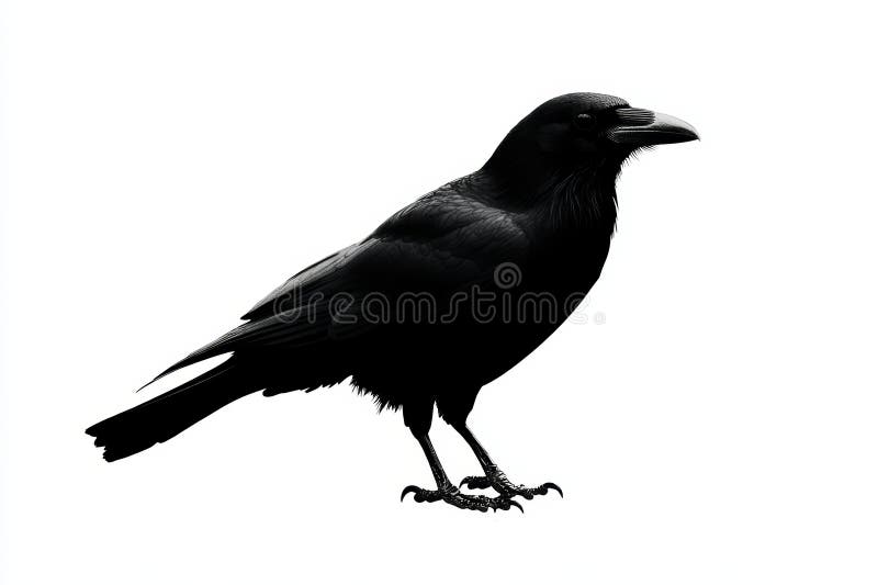 Black Raven Silhouette Against White Background Minimalist Style Stock ...