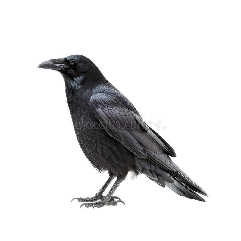 A Black Raven Stands Facing Left with Its Talons Resting Stock Image ...