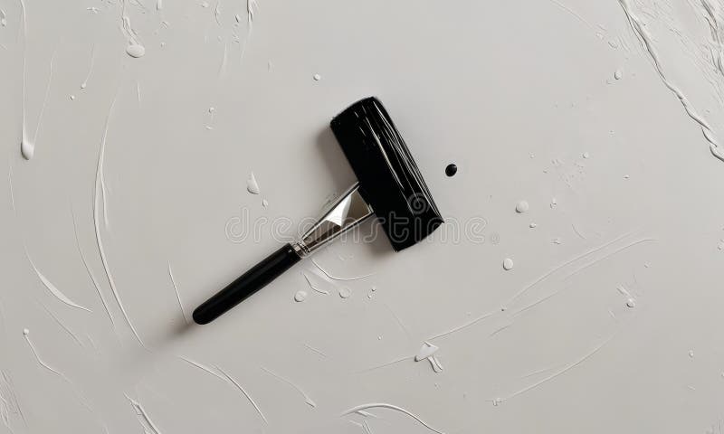 Black Razor with Silver Handle Lies on White Surface, with Small Black ...