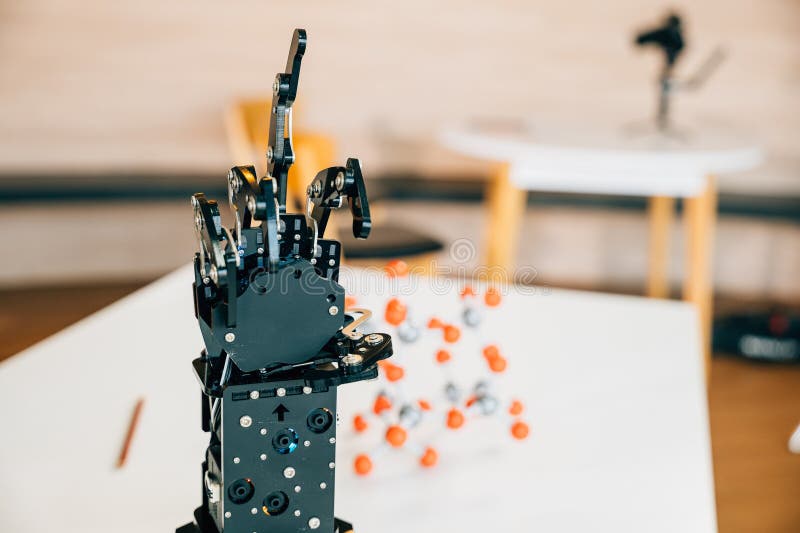 Cyborg Mechanical Arm Features a Black Real Robot Hand Making Contact ...