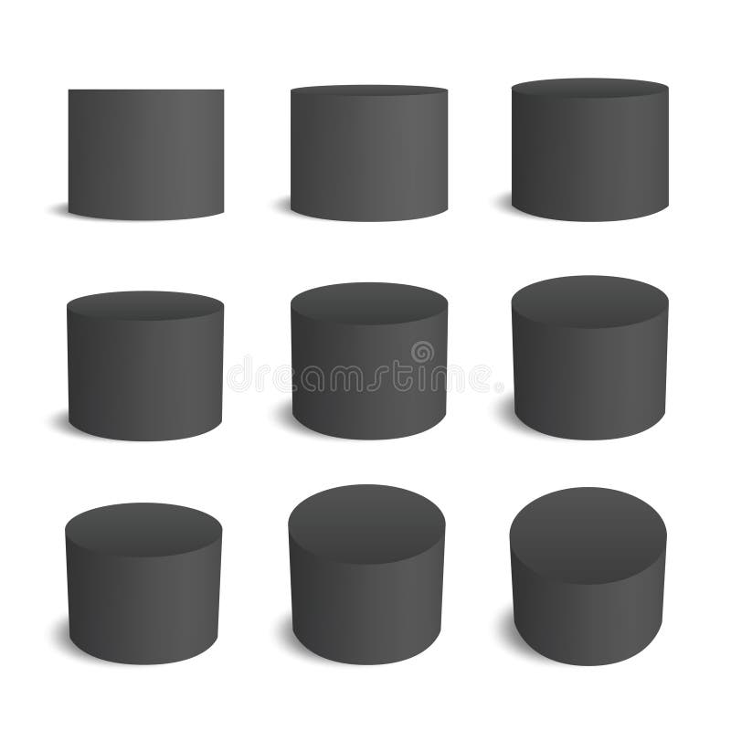 Black Realistic Cylinder, Empty Stand Round Podium Isolated. 3d ...