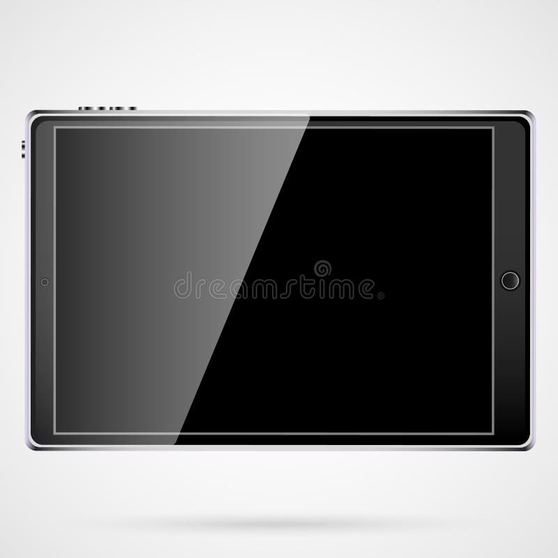 Black Realistic Mobile Touch Smart Tablet Computer with Glossy Black ...