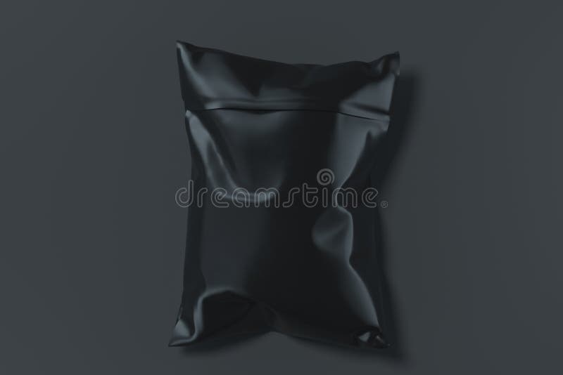 Black Realistic Packet Isolated on Black Background. 3d Rendering Stock ...