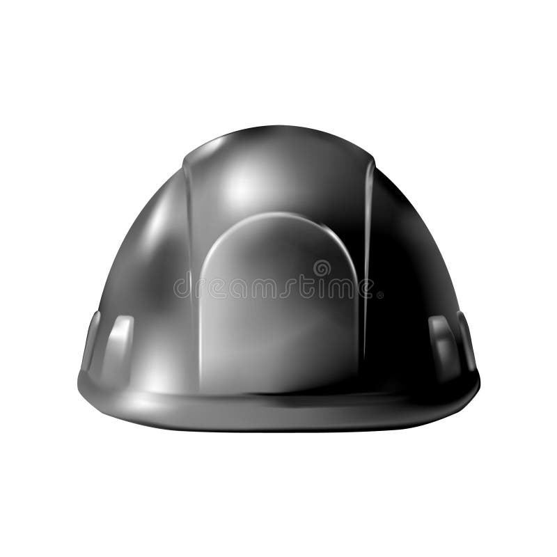 Black Realistic Working Hard Hat, Construction Helmet Isolated on White ...