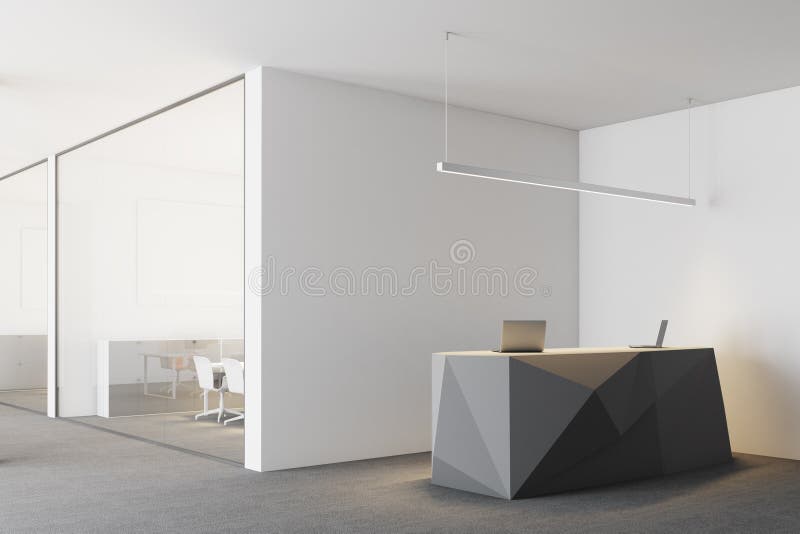 Black Reception in Open Space Office Side View Stock Illustration ...