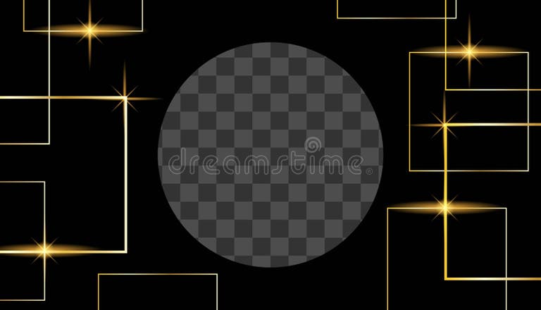 Black Rectangle Frame Glossy Golden Shine with Round Place for Text ...