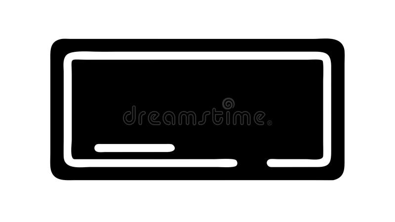 Black Rectangle with Line Outline Icon for Screen or Display, Vector ...