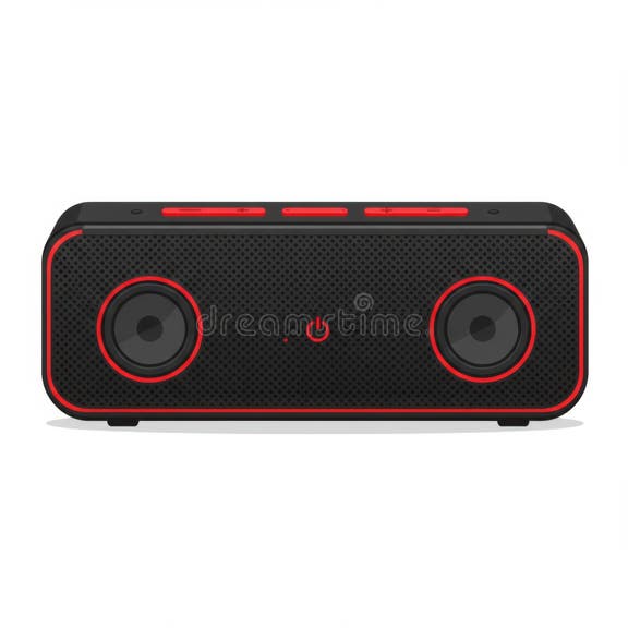 Black Rectangular Bluetooth Speaker with Red Accents Stock Illustration ...