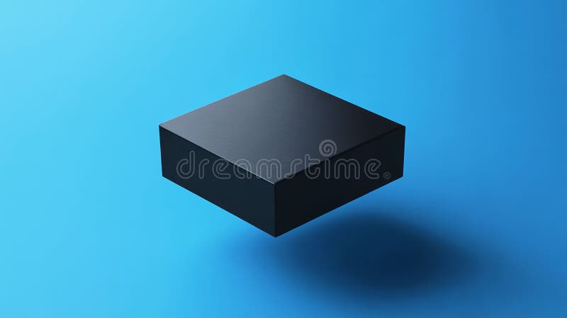 Black Rectangular Box Mockup Floating with a Shadow on a Deep Blue ...