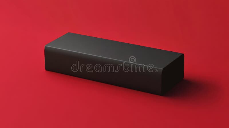 Black Rectangular Box Mockup with Smooth Matte Design on Deep Red ...