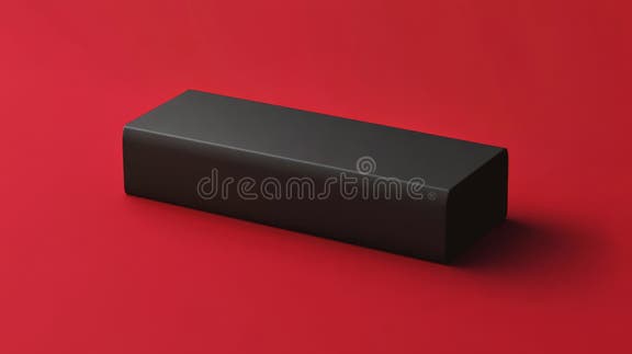 Black Rectangular Box Mockup with Smooth Matte Design on Deep Red ...