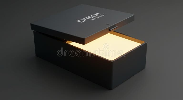 A Black Rectangular Box with a Slightly Open Lid, Revealing a Glowing ...
