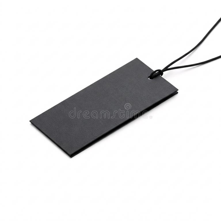 Black Rectangular Cardboard Price Tag on a Black String, Label for ...