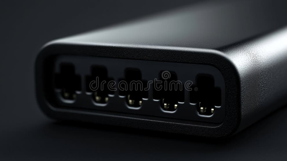 A Black Rectangular Device with Five Ports. Stock Photo - Image of ...