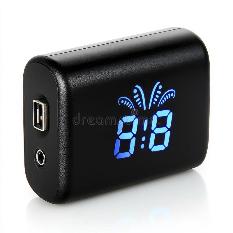 Black Rectangular Digital Clock with Blue LED Display and USB Port ...