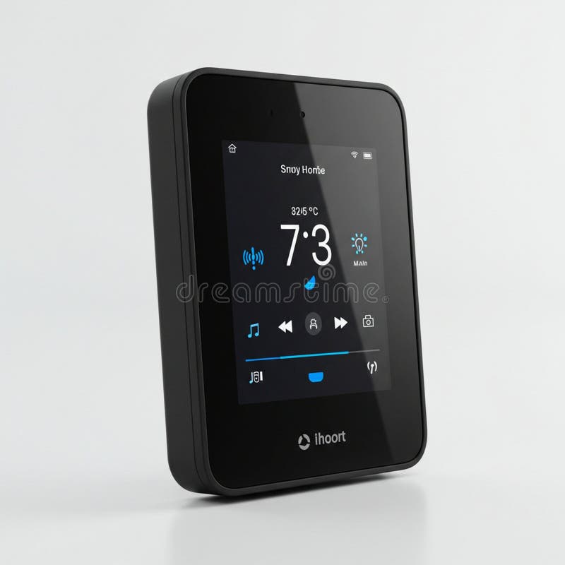Black Rectangular Digital Thermostat with a Touchscreen Interface Set ...