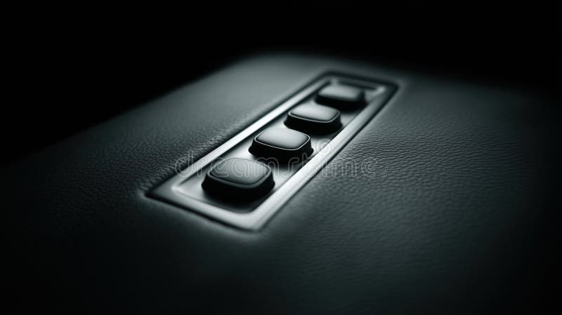 Black Rectangular Electronic Buttons in Dark Leather Surface. Device ...