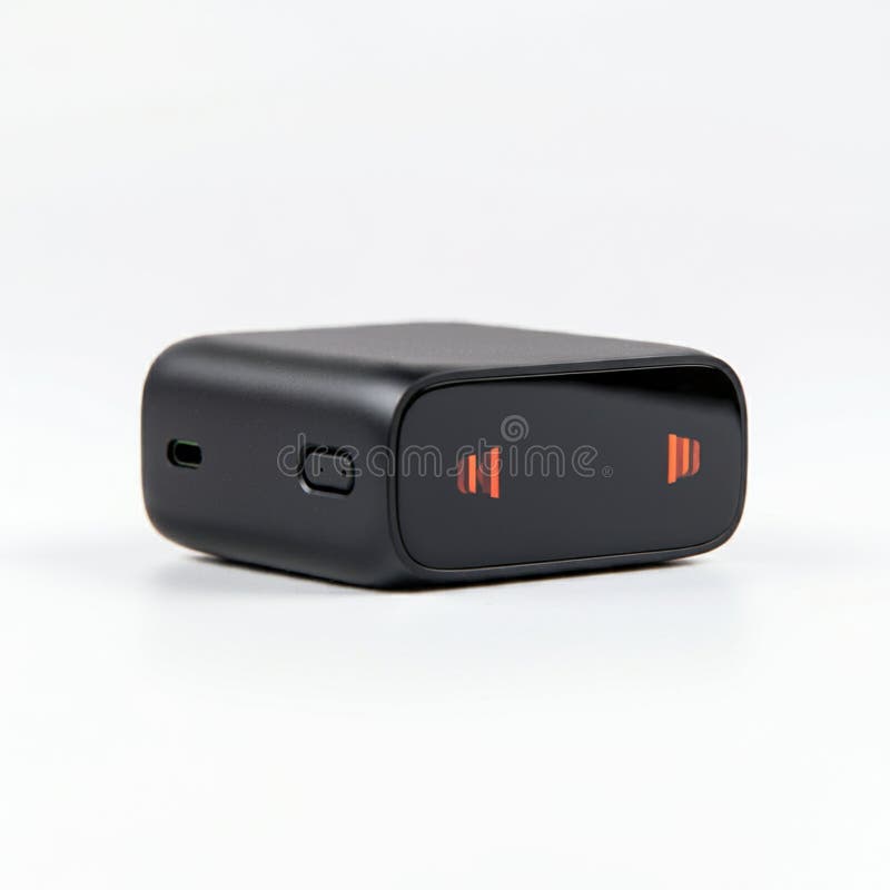 Black Rectangular Electronic Device with Rounded Edges, Featuring Two ...