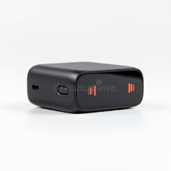 Black Rectangular Electronic Device with Rounded Edges, Featuring Two ...