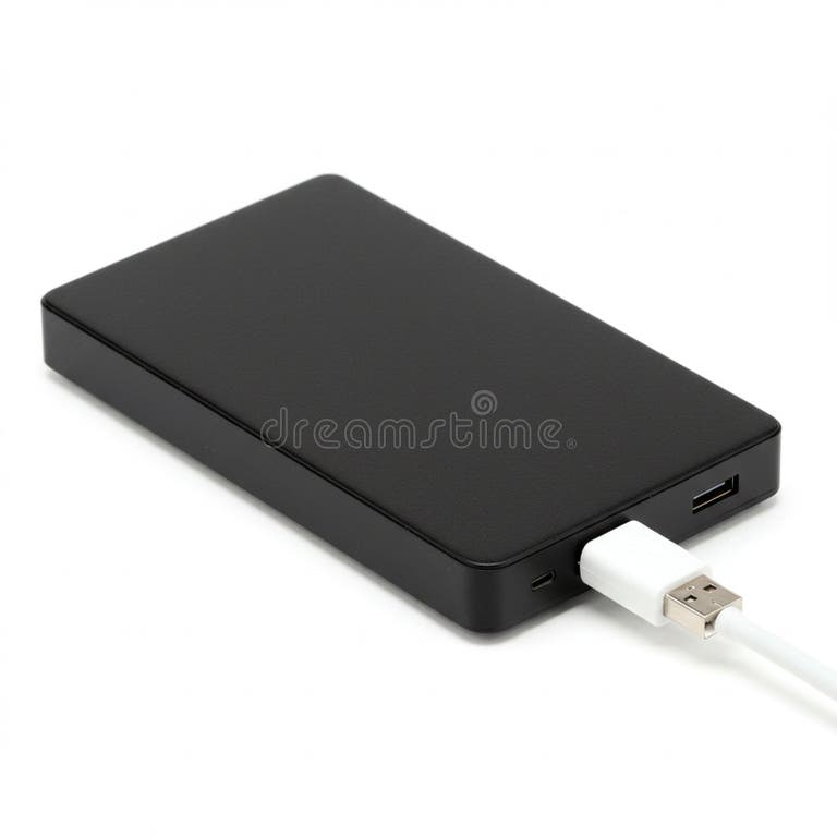 Black Rectangular External Hard Drive with a Textured Surface ...