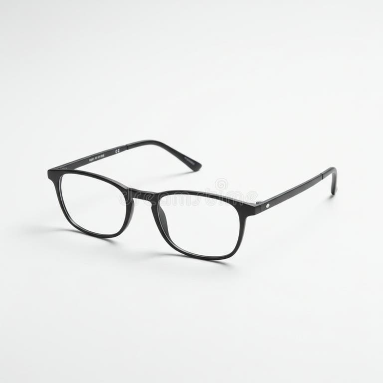 Black Rectangular Eyeglasses with a Glossy Finish are Positioned ...