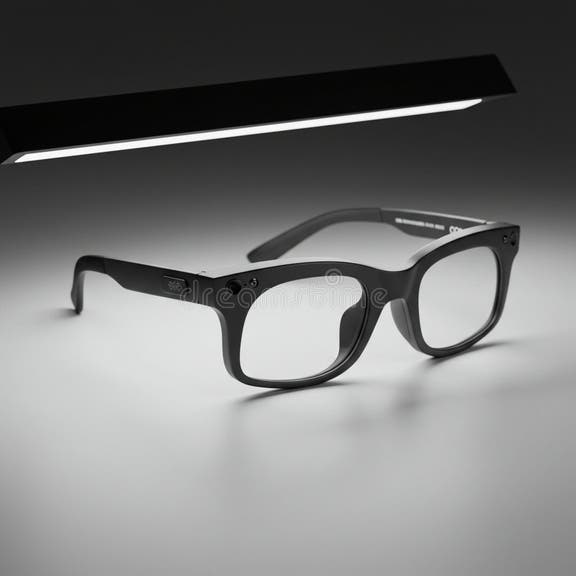 Black Rectangular Eyeglasses with Thick Frames Rest on a Smooth, Light ...