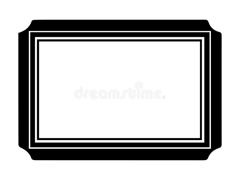 Black Rectangular Frame with White Double Inner Lines Isolated on a ...