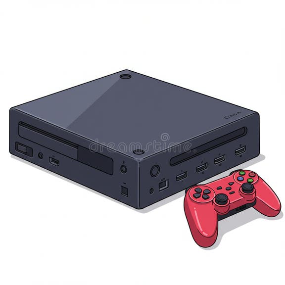 A Black, Rectangular Gaming Console with Several Input Ports and a Disc ...