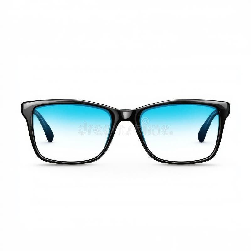 Black Rectangular Glasses with Blue-Tinted Lenses Stock Illustration ...