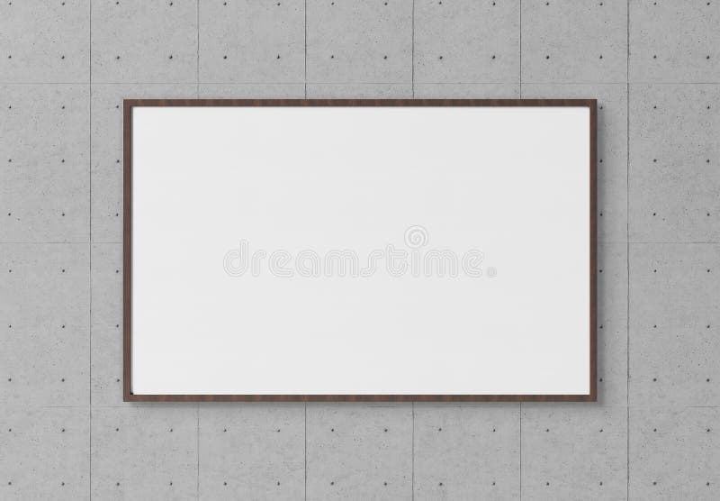 Black Rectangular Horizontal Frame Hanging on a White Wall Mockup 3D ...
