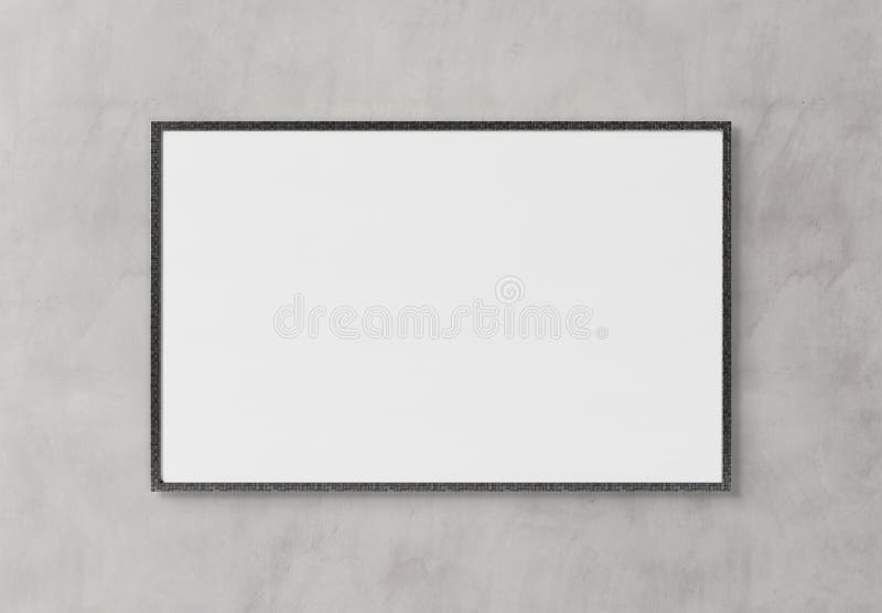 Black Rectangular Horizontal Frame Hanging on a White Wall Mockup 3D ...