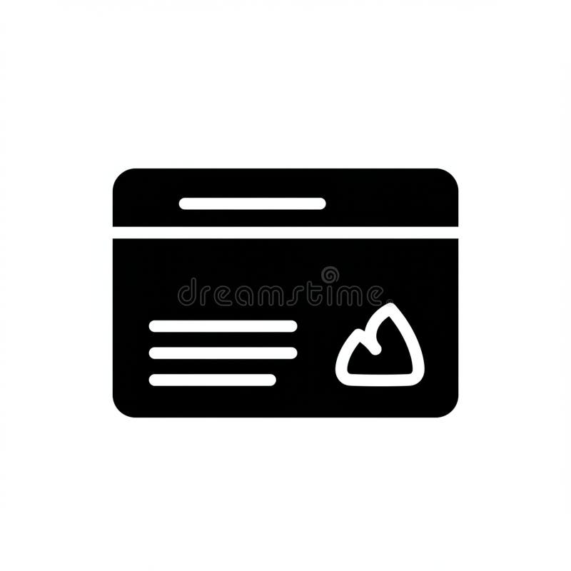 Black Rectangular Icon Symbolizing a Computer Interface or Card Stock ...