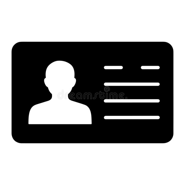 Black Identification Card with White Silhouette Id Card Stock ...