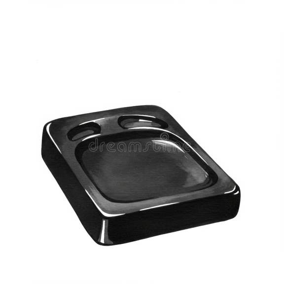 Black Rectangular Ink Tray on White Background Stock Illustration ...
