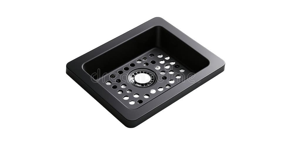 Black Rectangular Kitchen Sink with Perforated Design. Modern and ...