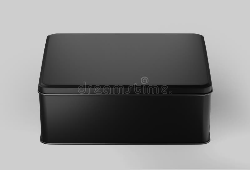 Black Rectangular Metal Box, Dark Blank Aluminium Can Container with ...