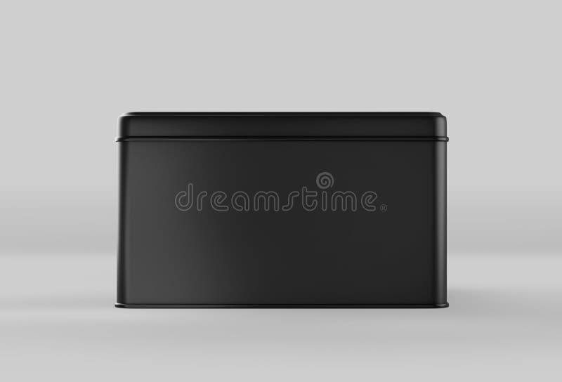 Black Rectangular Metal Box, Dark Blank Aluminium Can Container with ...