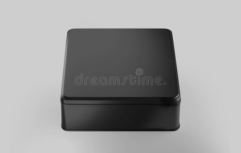 Black Rectangular Metal Box, Dark Blank Aluminium Can Container with ...