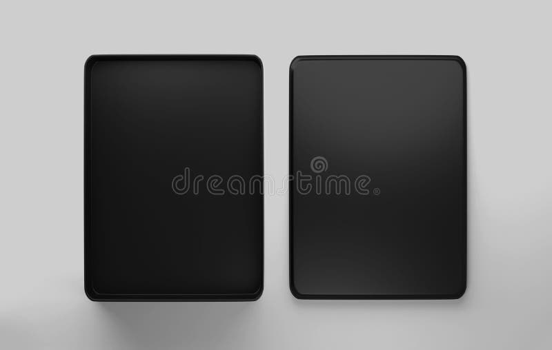 Black Rectangular Metal Box, Dark Blank Aluminium Can Container with ...