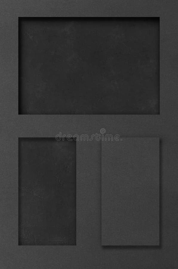 Black Rectangular Mockups on a Dark Concrete Background. Design ...