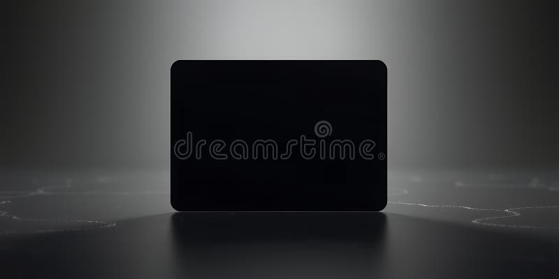 A Black Rectangular Object Centered on a Reflective Surface in a Gray ...