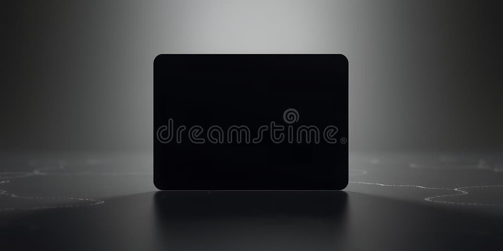 A Black Rectangular Object Centered on a Reflective Surface in a Gray ...