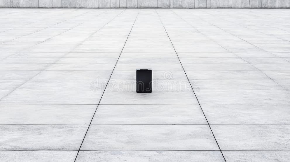 A Black Rectangular Object Stands Alone in a Large White Square. Stock ...